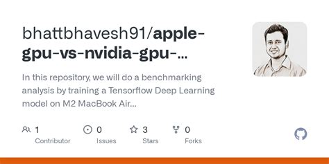 Github Bhattbhavesh91apple Gpu Vs Nvidia Gpu Benchmarking In This Repository We Will Do A