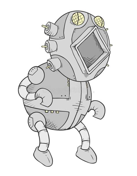 Funny Robot Draw Stock Vector Illustration Of Computer 309082518