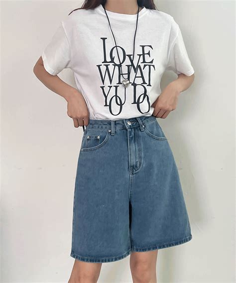 아이브5부데님팬츠 S~l 5부 여유핏 하프팬츠 하이웨스트 데일리룩 데이트룩 캐주얼룩 다온샵 에이블리