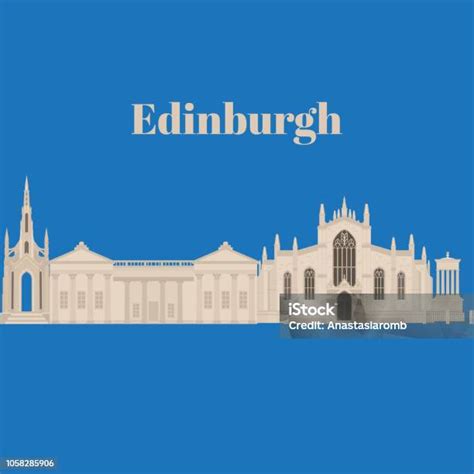 평면 건물에 딘 버 러 스코틀랜드 영국입니다 관광 고 랜드마크입니다 대 브리튼의 아키텍처입니다 세인트 자일 스 대성당 및 Dugald 스튜어트와 스콧 월터 기념물 스카이