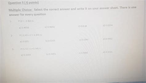 Solved Question 5 6 Points Multiple Choice Select The