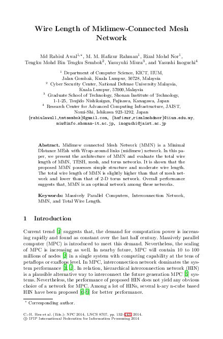 Pdf Wire Length Of Midimew Connected Mesh Network