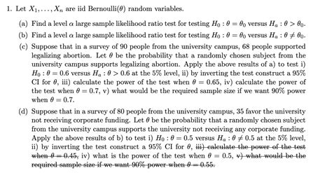 Let X Xn Are Iid Bernoulli Random StudyX