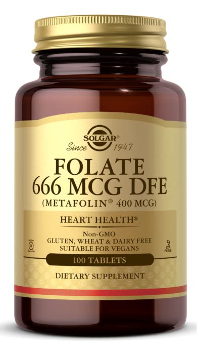 Solgar Folate 666 mcg DFE Metafolin 400 mcg 100 tab | Sport Supplements