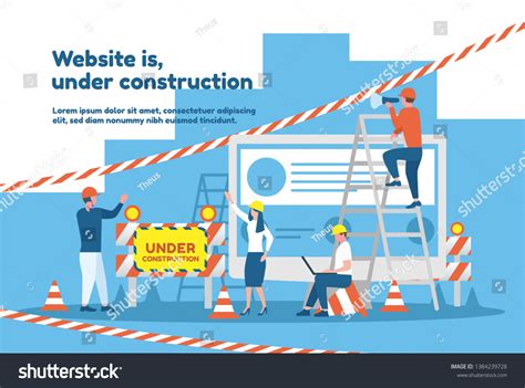 Website Under Construction Group People Building Stock Vector Royalty Free