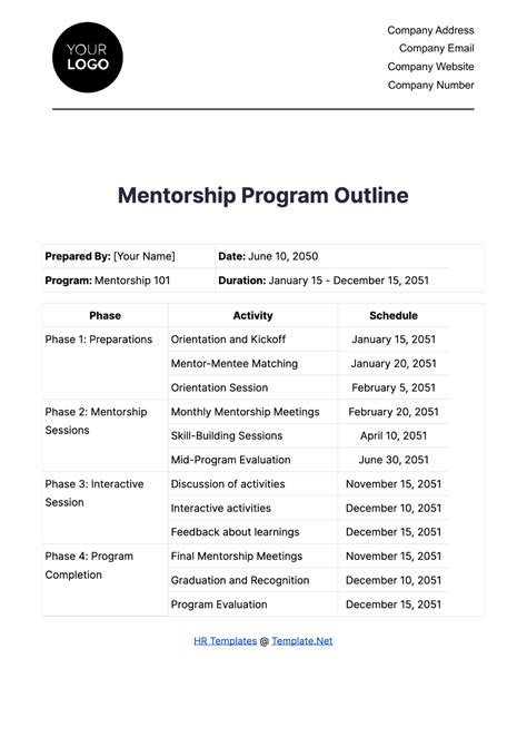 Free Mentorship Program Outline Hr Template To Edit Online