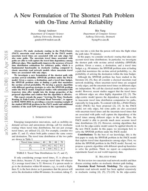 A New Formulation Of The Shortest Path Problem With On Time Arrival