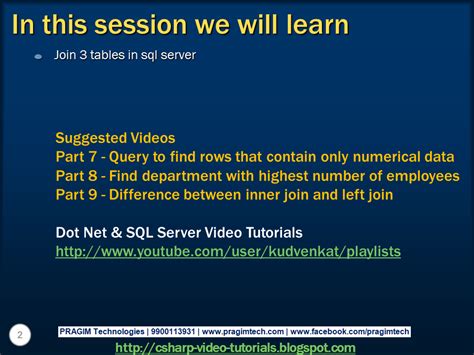 Sql Server Net And C Video Tutorial Part 10 Join 3 Tables In Sql