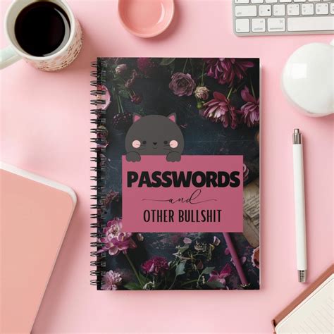 Cute Password Tracker 6x8 Notepad Burgundy Beautiful Spiral Book For Passwords Password