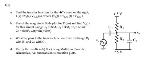 Solved Find The Transfer Function For The Ac Circuit On The