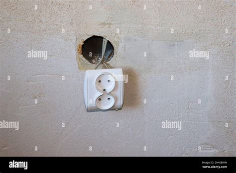 Repair Of Walls In The House Replacement Of Wiring And Sockets Stock Photo Alamy