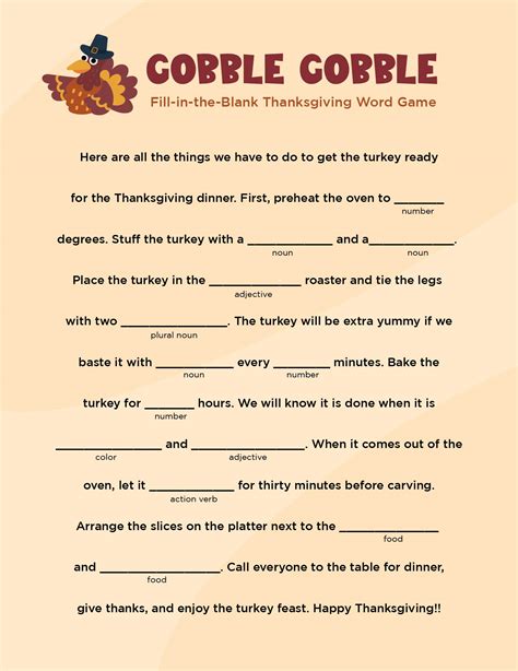7 Best Images Of Thanksgiving Mad Libs Free Printable Thanksgiving