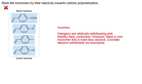 Solved Rank The Monomers By Their Reactivity Towards