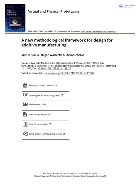A New Methodological Framework For Design For Additive Manufacturing Pdf