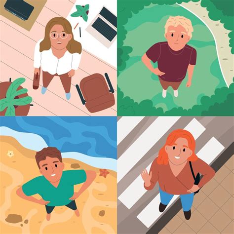 People Top View Set 19773905 Vector Art At Vecteezy