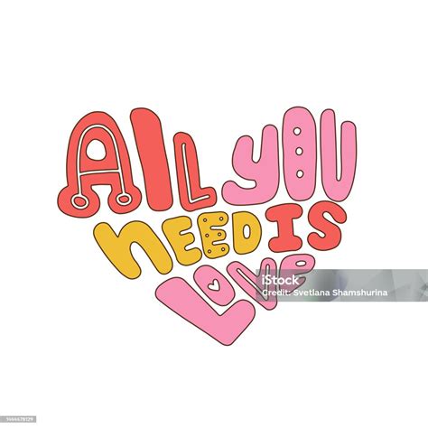 당신이 필요로하는 것은 사랑입니다 그루비 손으로 쓴 70 년대 60 년대 스타일의 글자 문구 70년대 히피 빈티지 격리된 벡터