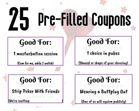 Printable Sex Coupons For Kink Sex Game For Couples Kinky Gift Idea For Dom Sub Etsy