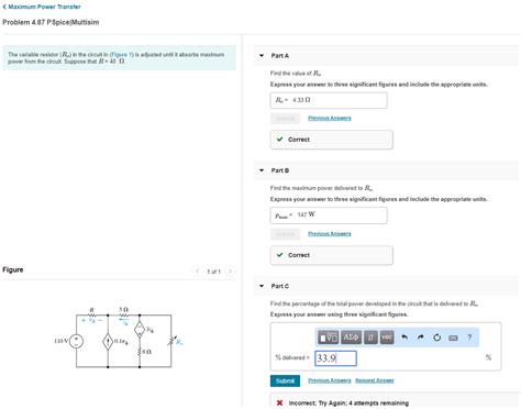 Solved Maximum Power Transfer Problem 487 Pspicelmultisim