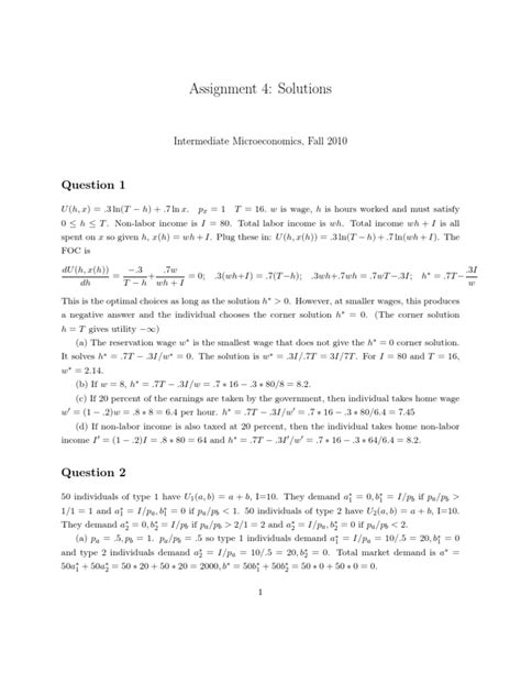solutions assignment 4 pdf microeconomics economics
