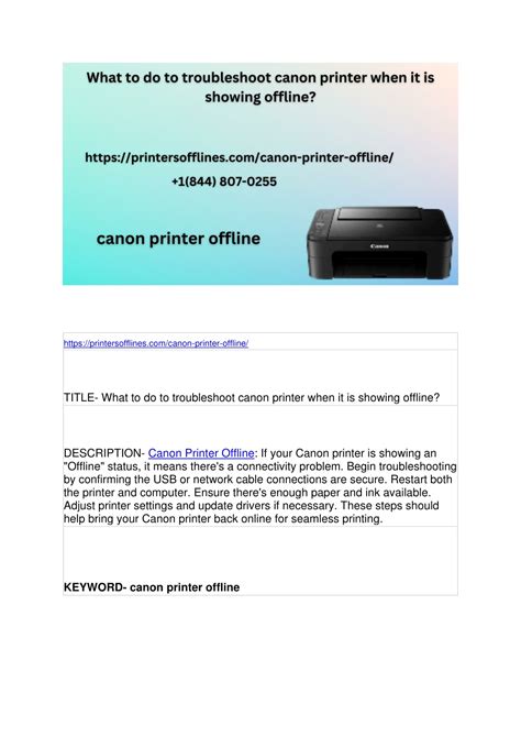 Ppt What To Do To Troubleshoot Canon Printer When It Is Showing Offline Powerpoint