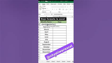 Days Formula In Excel Exceltips Exceltricksexceltutorial Shortsfeed Viralshort Youtube