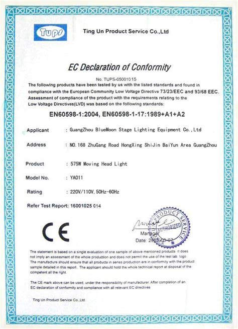 Declaration Of Conformity Template