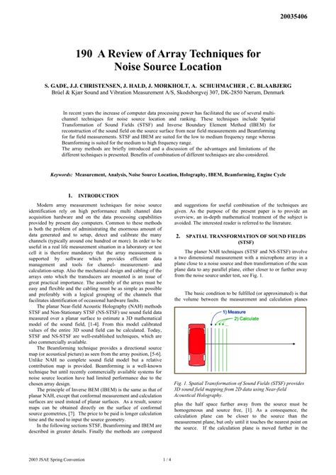 Pdf A Review Of Array Techniques For Noise Source Location