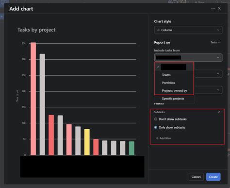 subtask filter missing when filtered by specific project in reporting