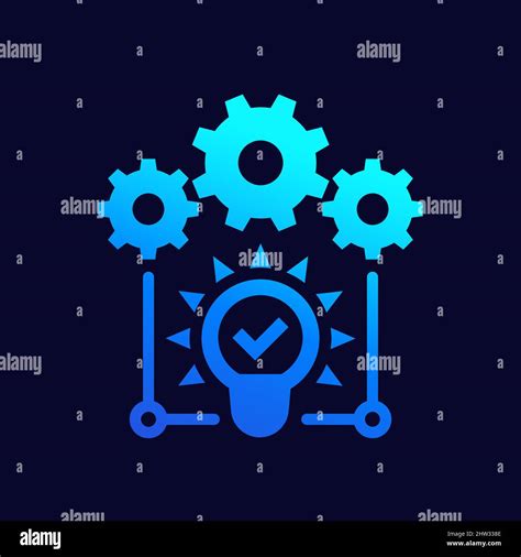 Idea Execution Icon With Gears Vector Stock Vector Image Art Alamy