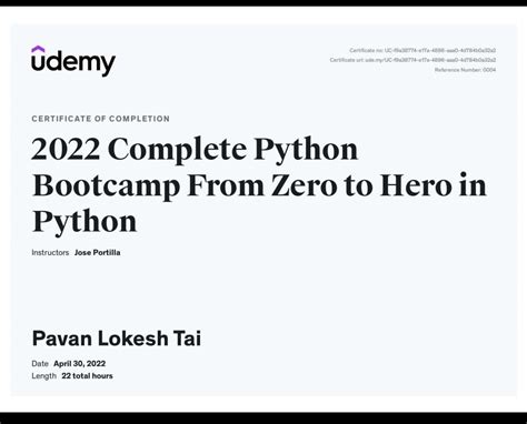 Pavan Lokesh Tai On Linkedin Udemy Pythonprogramming Technology Thankyou