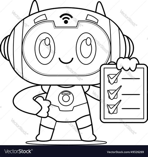 Outlined Ai Robot Chat Bot Cartoon Character Vector Image