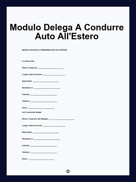 Modulo Delega A Condurre Auto Allestero
