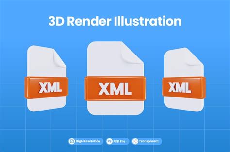 Premium Psd 3d Render Icon File Format Xml