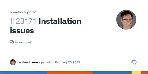 installation issues · issue 23171 · apache superset · github