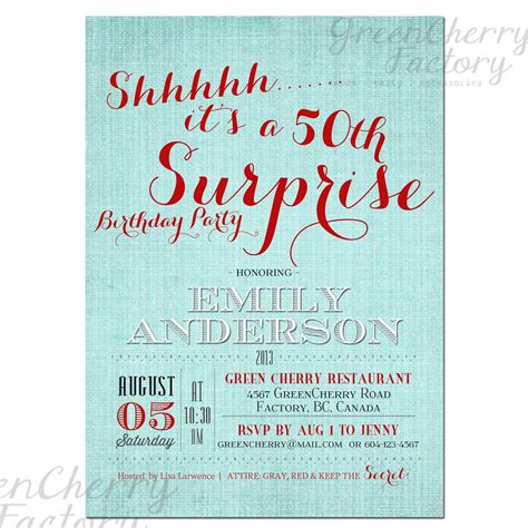 Free Printable Surprise 50th Birthday Invitation