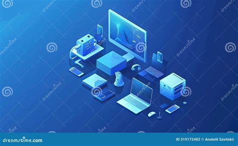 A Desktop Computer Resting On A Blue Surface Symbolizing Technology And Connectivity