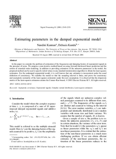 Pdf Estimating Parameters In The Damped Exponential Model