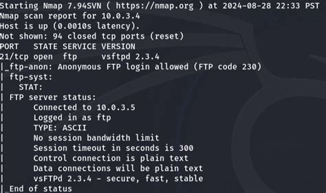 Nmap Port Scan Report The Nmap Scan Report For 10 0 3 4… By