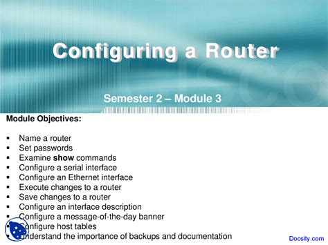 Configuring A Router Computer Network Lecture Slides Docsity