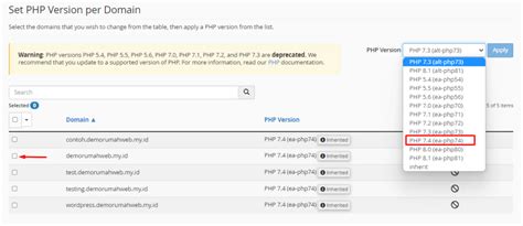 cara mengganti versi php di cpanel rumahweb journal