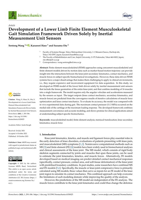 Pdf Development Of A Lower Limb Finite Element Musculoskeletal Gait