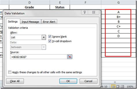 Excel 2010 Data Validation List