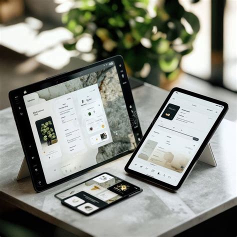 Minimalist Tablet Ui Design With Focus On Navigation And Content Stock Illustration
