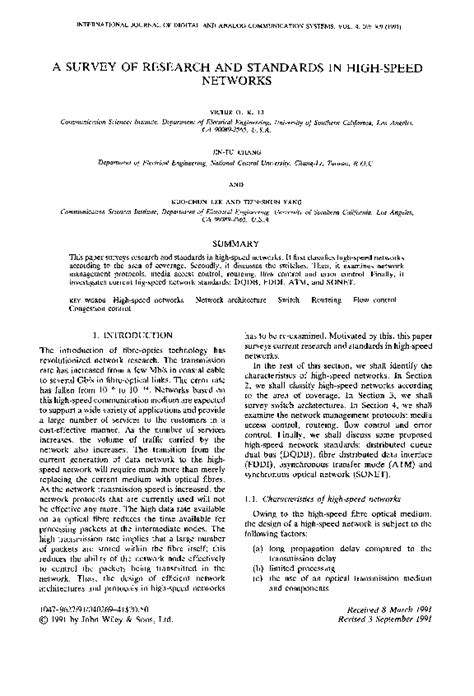 Pdf A Survey Of Research And Standards In High Speed Networks