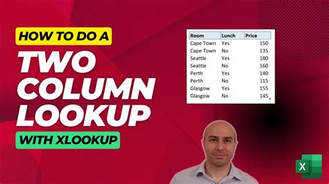 Two Column Lookup In Excel With The Xlookup Function Youtube