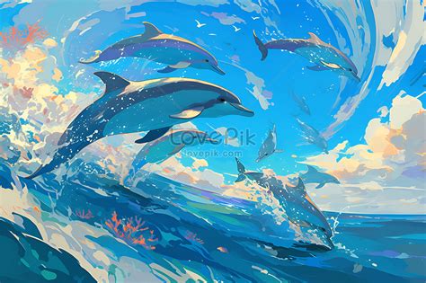 귀여운 돌고래 일러스트 무료 다운로드 Lovepik