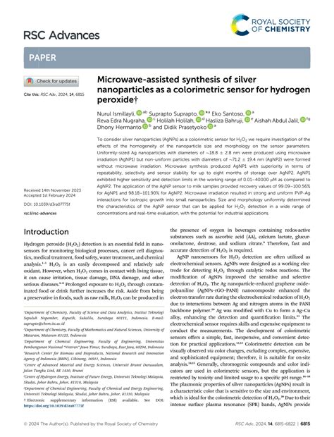 Pdf Microwave Assisted Synthesis Of Silver Nanoparticles As A Colorimetric Sensor For Hydrogen