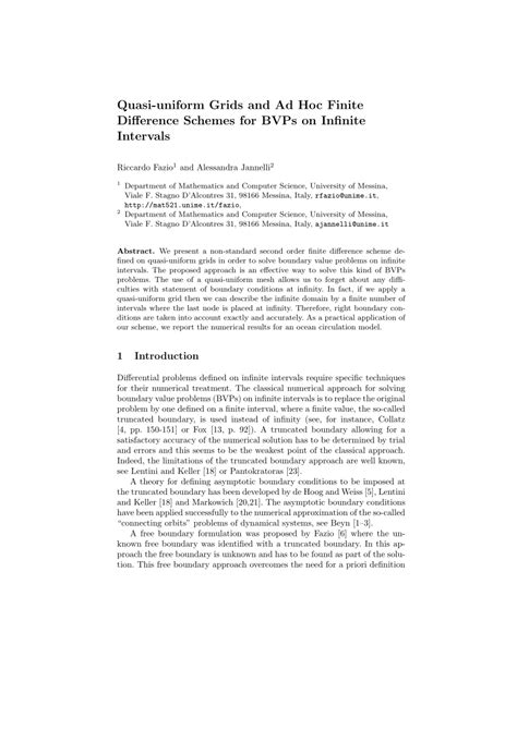 Pdf Quasi Uniform Grids And Ad Hoc Finite Difference Schemes For Bvps