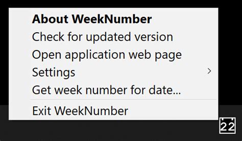 GitHub Voltura WeekNumber Windows System Tray Application That Displays The Current