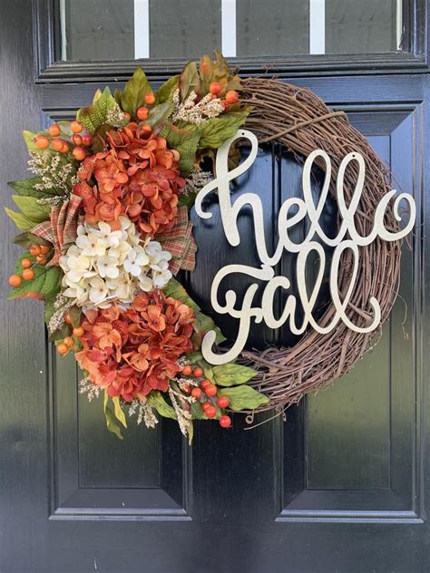 Hello Fall Wreath For Front Door Autumn Wreath For Front Door Fall